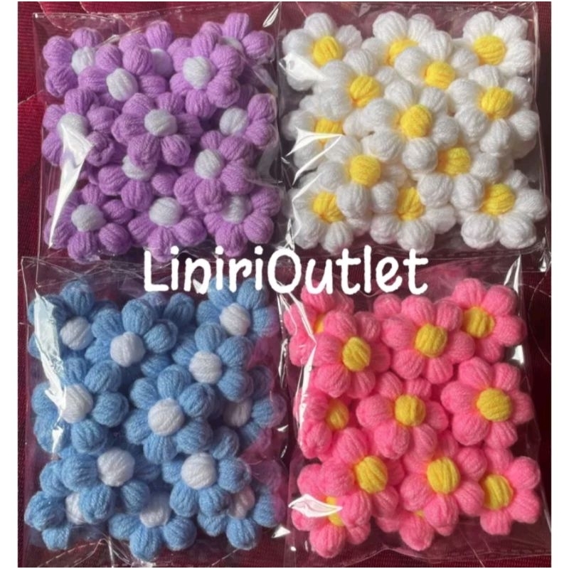 Jual Aplikasi Bunga Rajut 6kelopak (isi 12pcs) | Shopee Indonesia