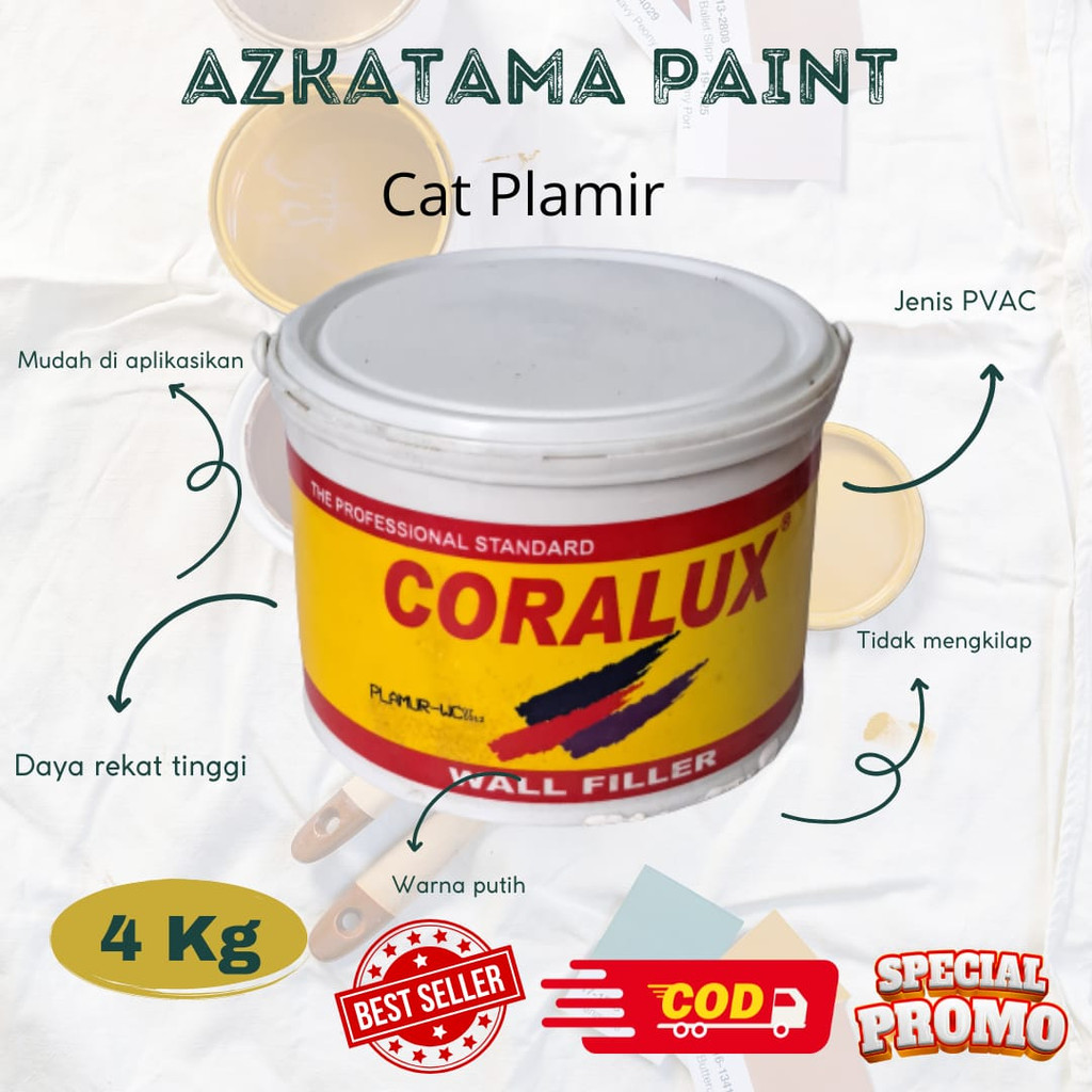 Jual AZKATAMA PAINT Cat Dempul tembok plamir Coralux Wall Filler 4 kg ...