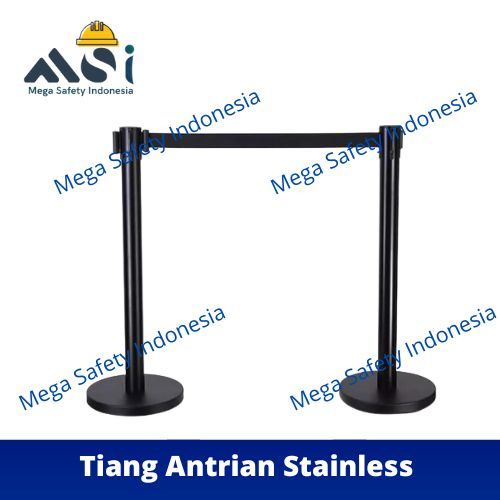 Jual Queue Line Standing Barrier Tiang Antrian Hitam Railing Stand ...