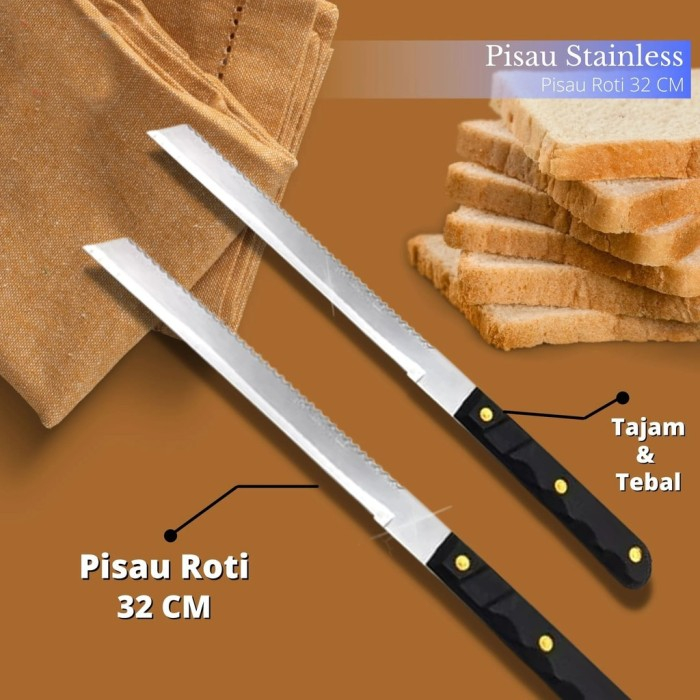 Jual Pisau Roti Panjang 2 Sisi Bread Knife Pemotong Kue Chiffon Cake ...