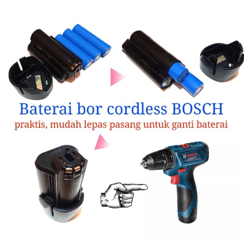 Jual Baterai bor cordless bosch 12v bisa refill mudah lepas pasang isi ...