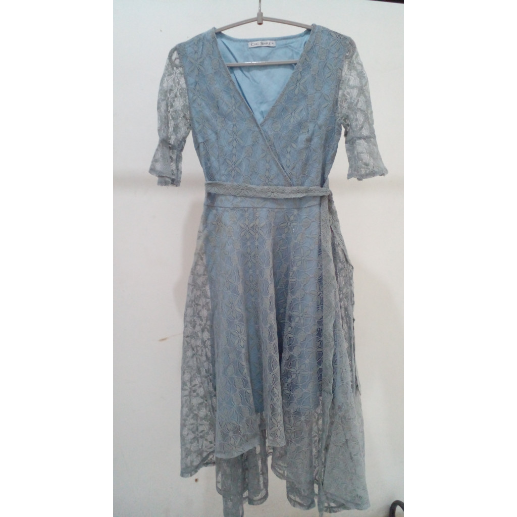 Jual DRESS BURKAT CHIC SIMPLE UKURAN S WARNA BIRU MUDA | Shopee Indonesia