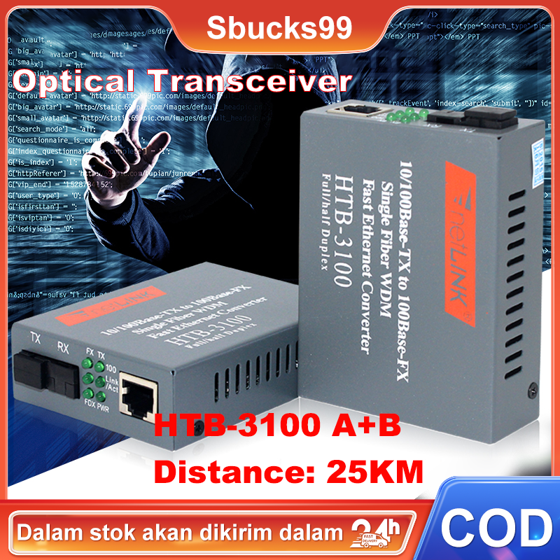 Jual Htb 3100 A B Netlink Fiber Optic Optical Media Converter 25km Htb