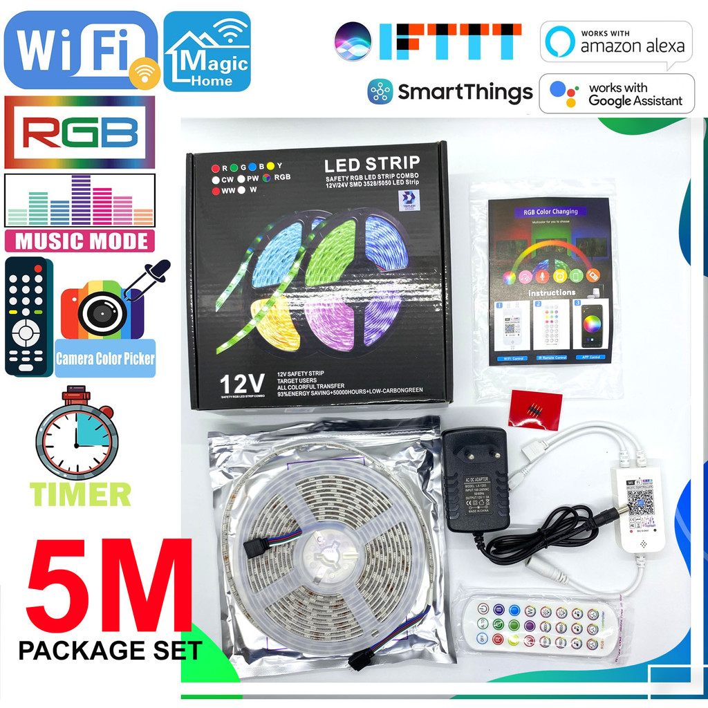 Jual LED Strip 5 Meter RGB 5050 TRIPLEDI Lampu Hias Dekorasi Plafon ...