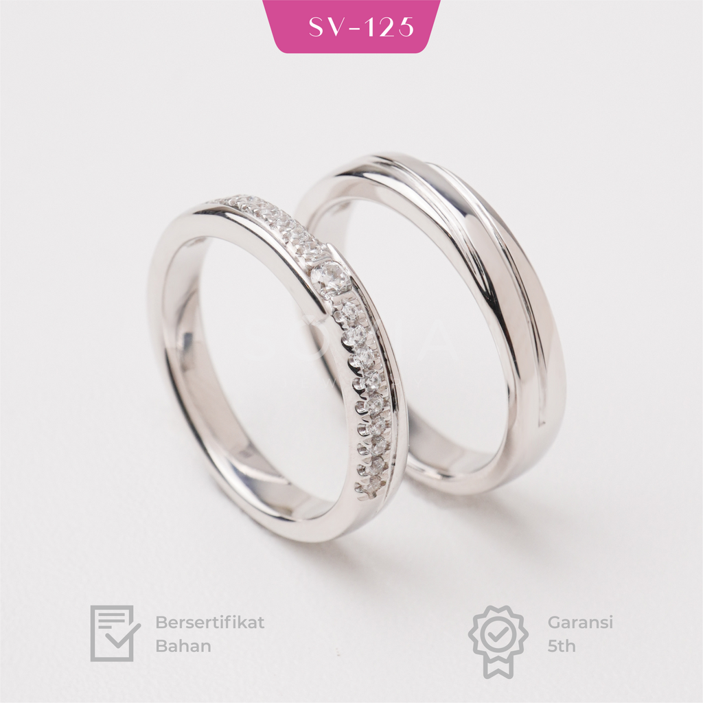 Jual Sovia Jewelry Cincin Couple Bahan Cowok Perak Dan Cewek Emas Putih 5% Best Seller Desain SV ...