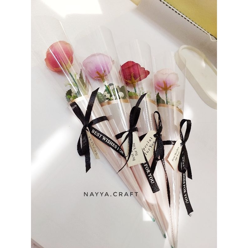 Jual Buket mawar 1 tangkai Single Rose Buket Bunga Mawar artificial ...