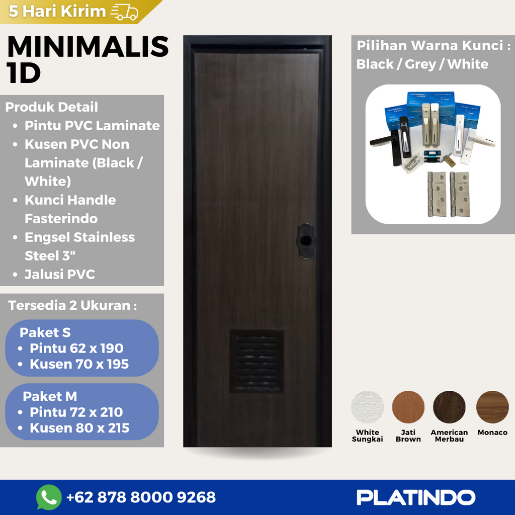 Jual Pintu PVC Kamar Mandi Minimalis 1D Platindo (Custom Ukuran ...