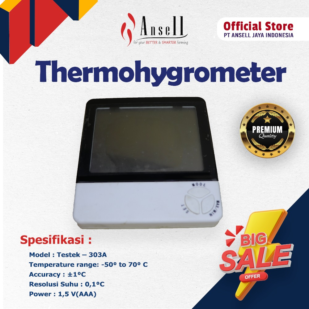 Jual Digital Thermo-hygrometer Testek-303A / Alat Pengukur Suhu Ruangan ...