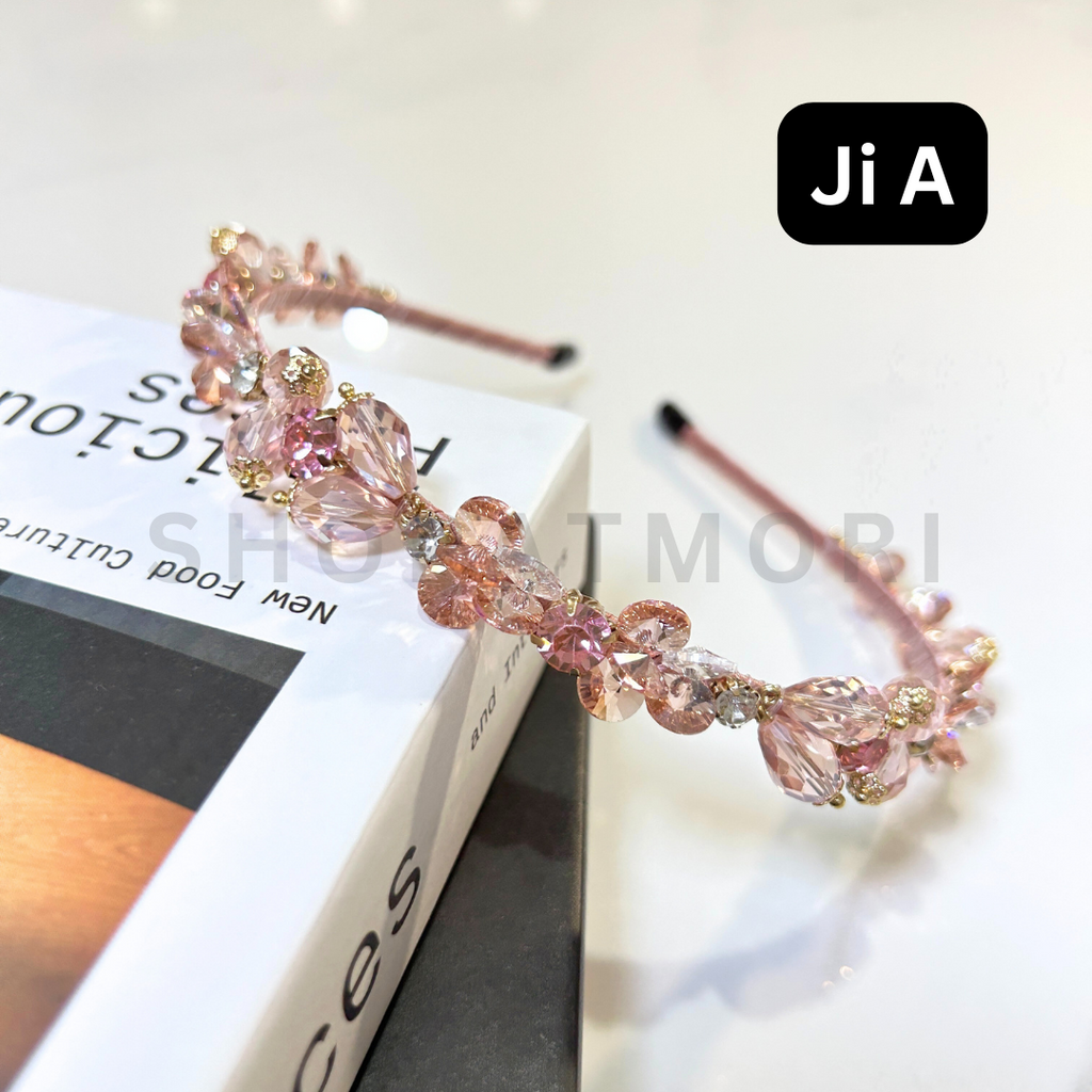 Jual Pink - Premium Korean Crystal headband (mahkota, bando, tiara ...