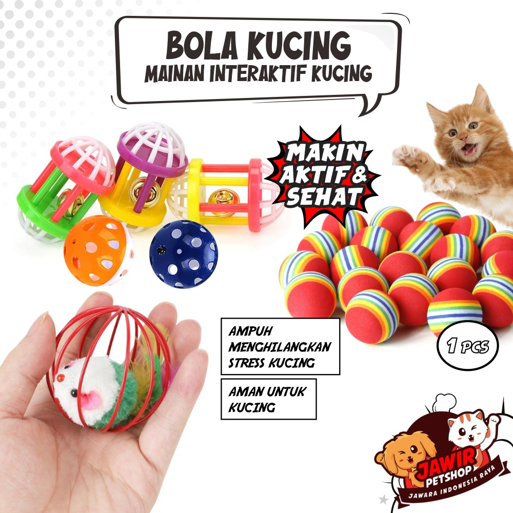 Jual MAINAN BOLA Kucing Anjing Kerincing untuk anak kitten puppy gigit ...