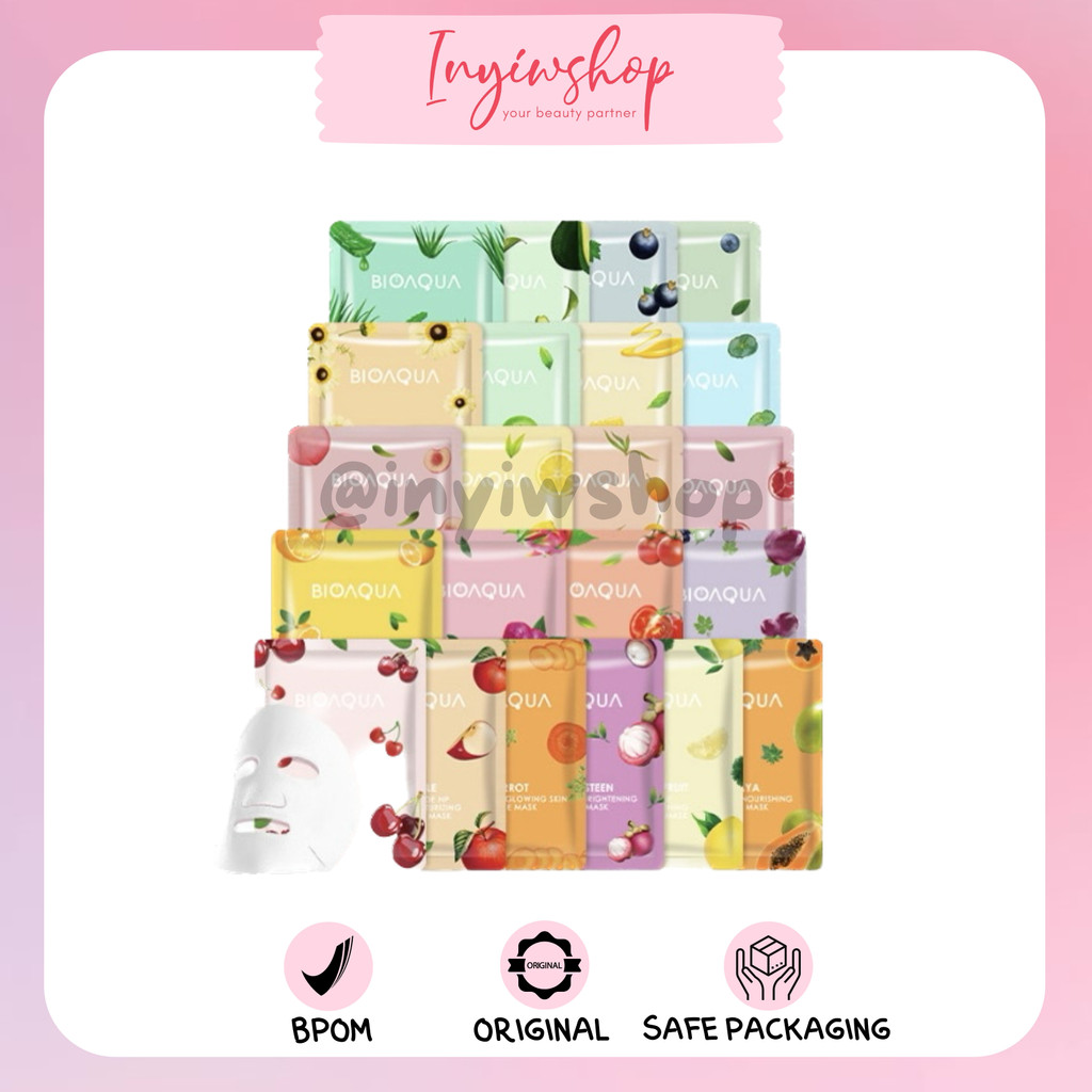 Jual Bioaqua Sheet Mask essence Fruit || Face Sheet Mask | Shopee Indonesia