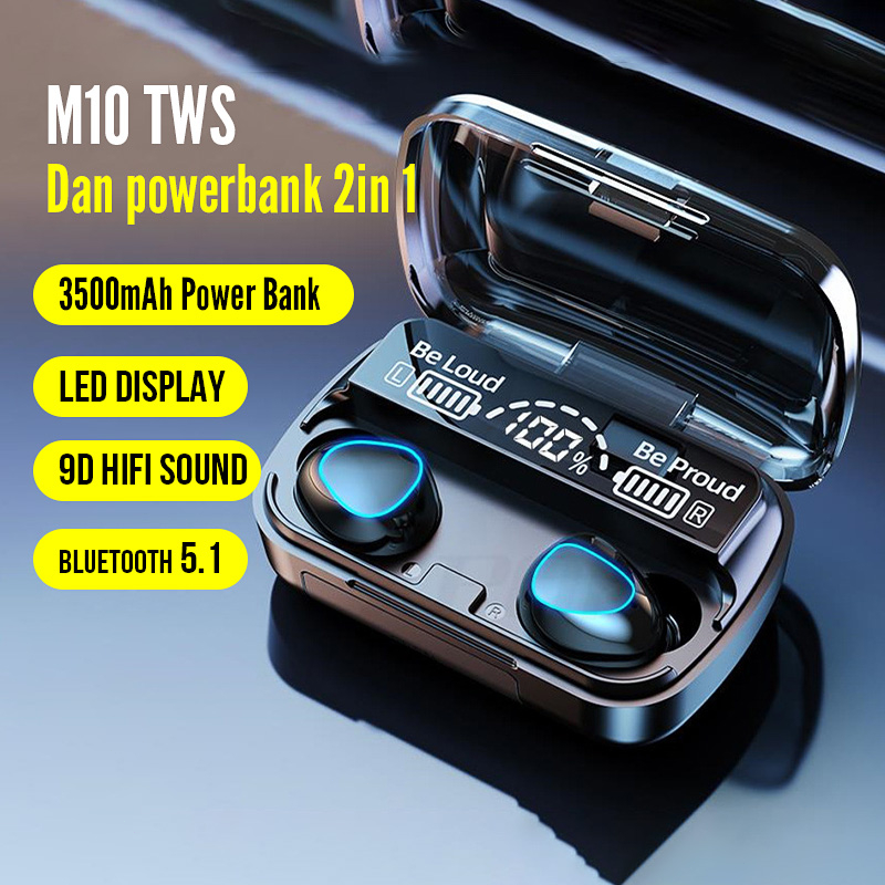 Jual M10 Bluetooth Headset Smart Digital Display Bluetooth 5.1 Wireless ...