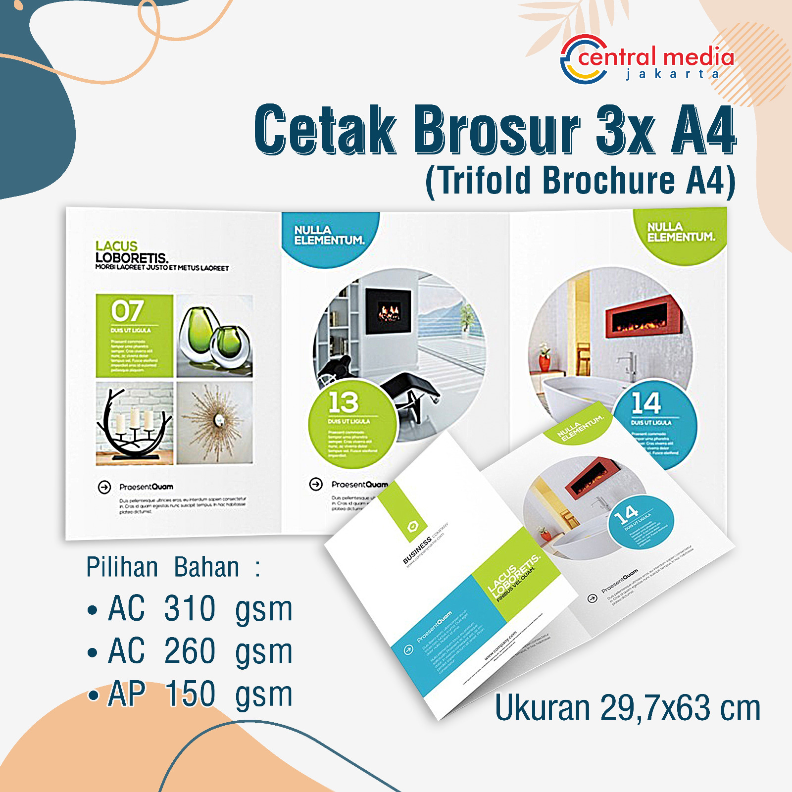 Jual Cetak Brosur Lipat 3x A4 Trifold Brochure 29 7 X 63 Cm Kertas