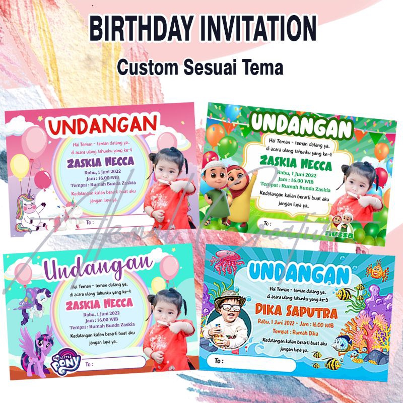 Jual Undangan Ulang Tahun Anak Custom Birthday | Shopee Indonesia