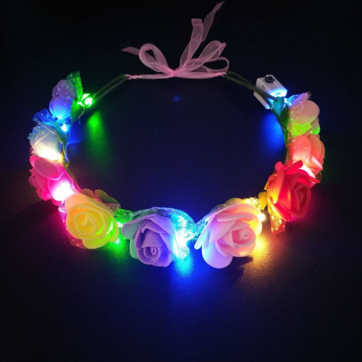 Jual Bando Bunga LED Flower Crown Mahkota Bunga Lampu Kawat Bunga Bando ...