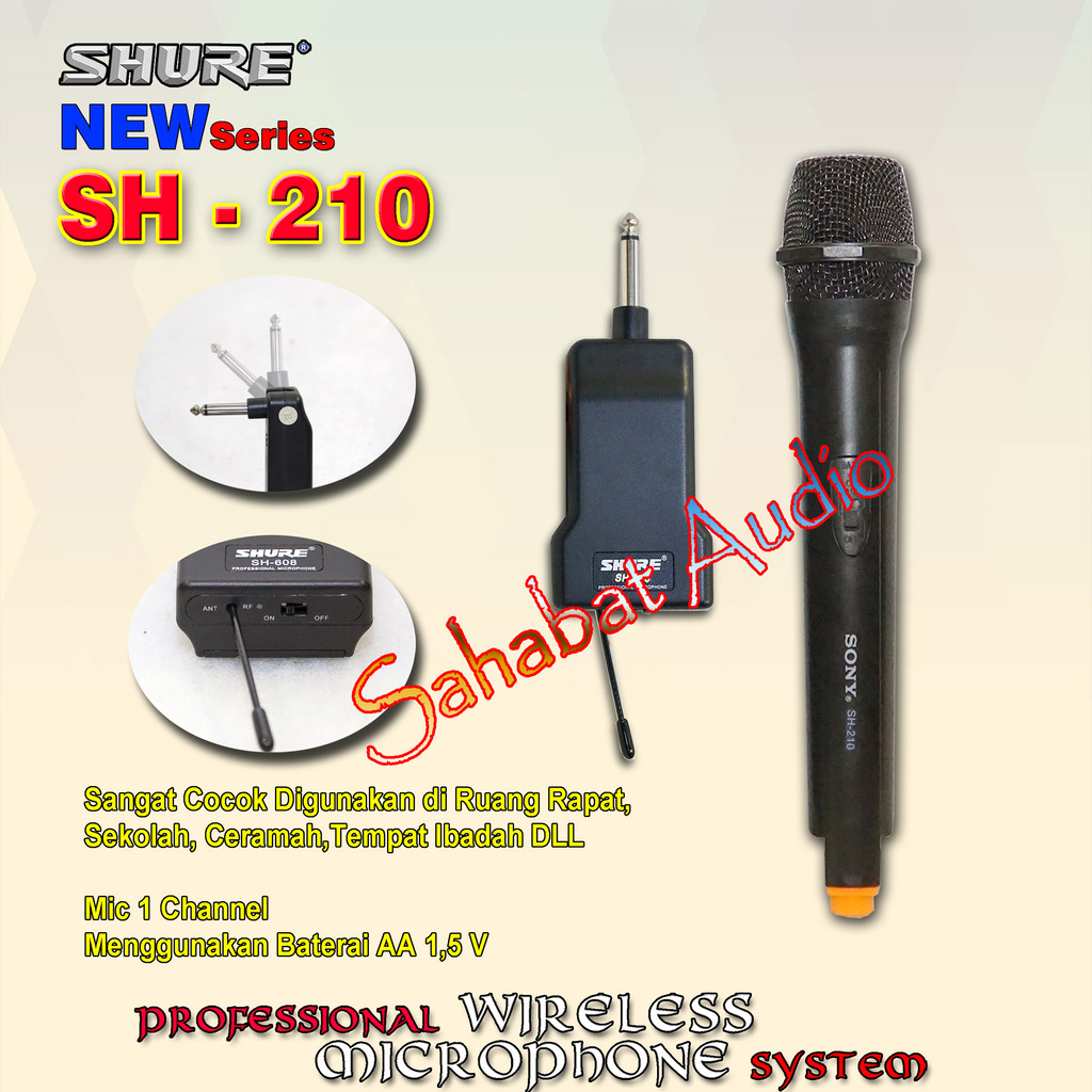 Jual Wireless Mic SH 210 / Microphone Wireless SH-210 / Mic SH - 210 (1 ...