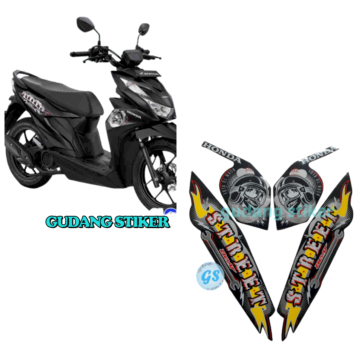 Jual Stiker Striping Body Motor Honda BEAT Street 2023 Full Hitam ...