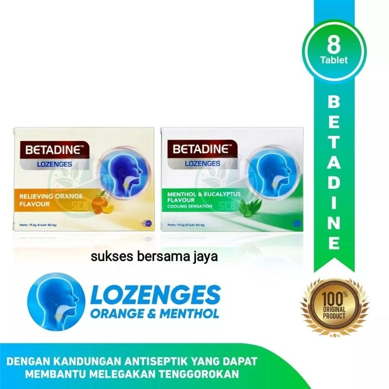 Jual Betadine Lozenges Throat Lozenges 1 Strip ( 8 Tablet Hisap) Permen ...