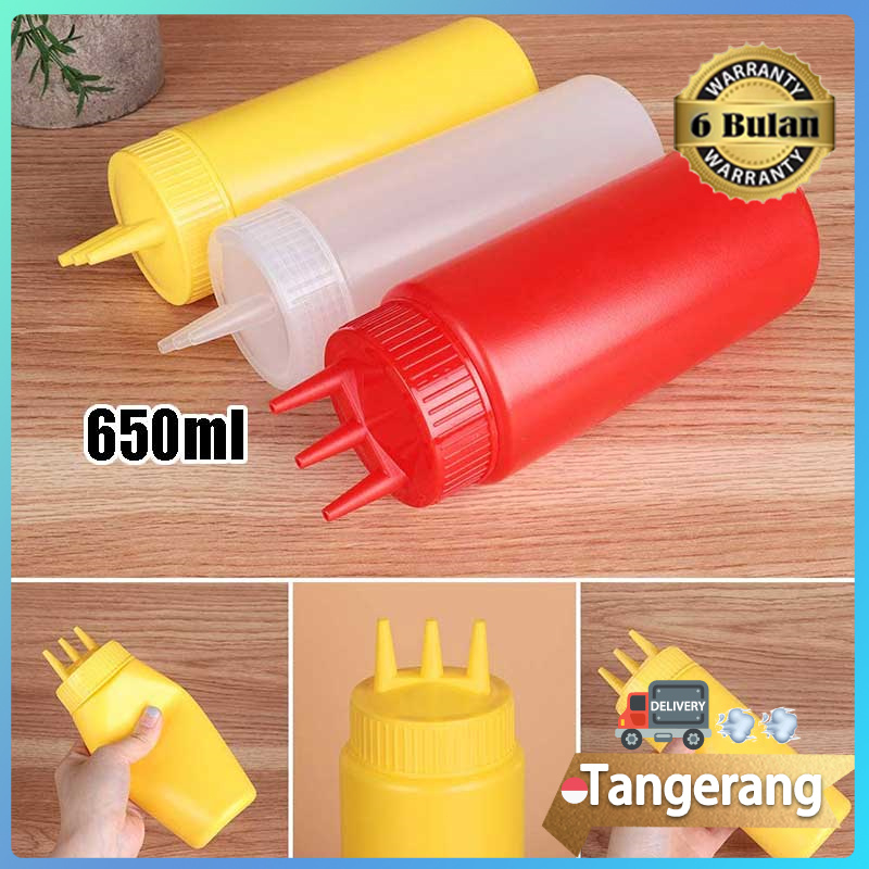 Jual 650ml Botol Saos 3 Lubang Mayonnaise Mayones Saus Botol Lunak ...