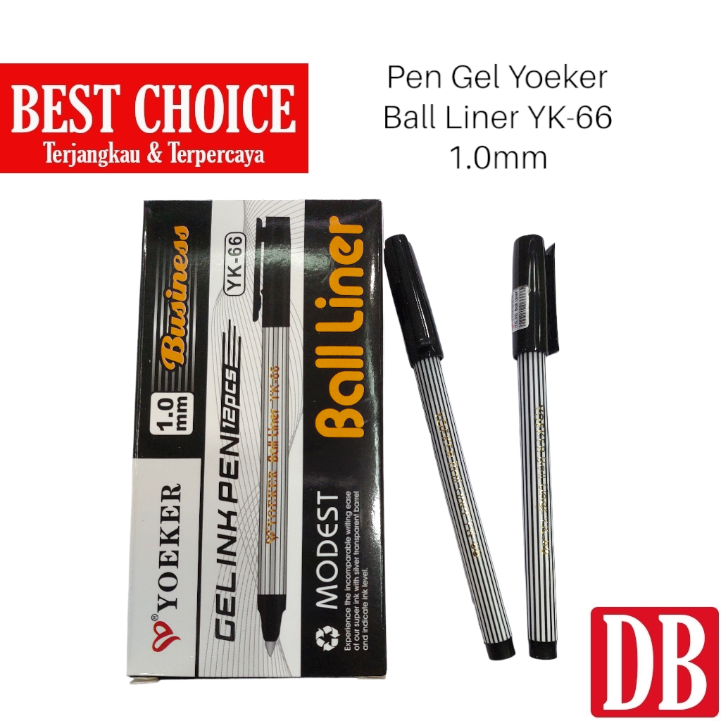 Jual Gel pen / Pulpen / Ballpoint Yoeker Ball Liner 1.0mm Hitam (12 pcs ...