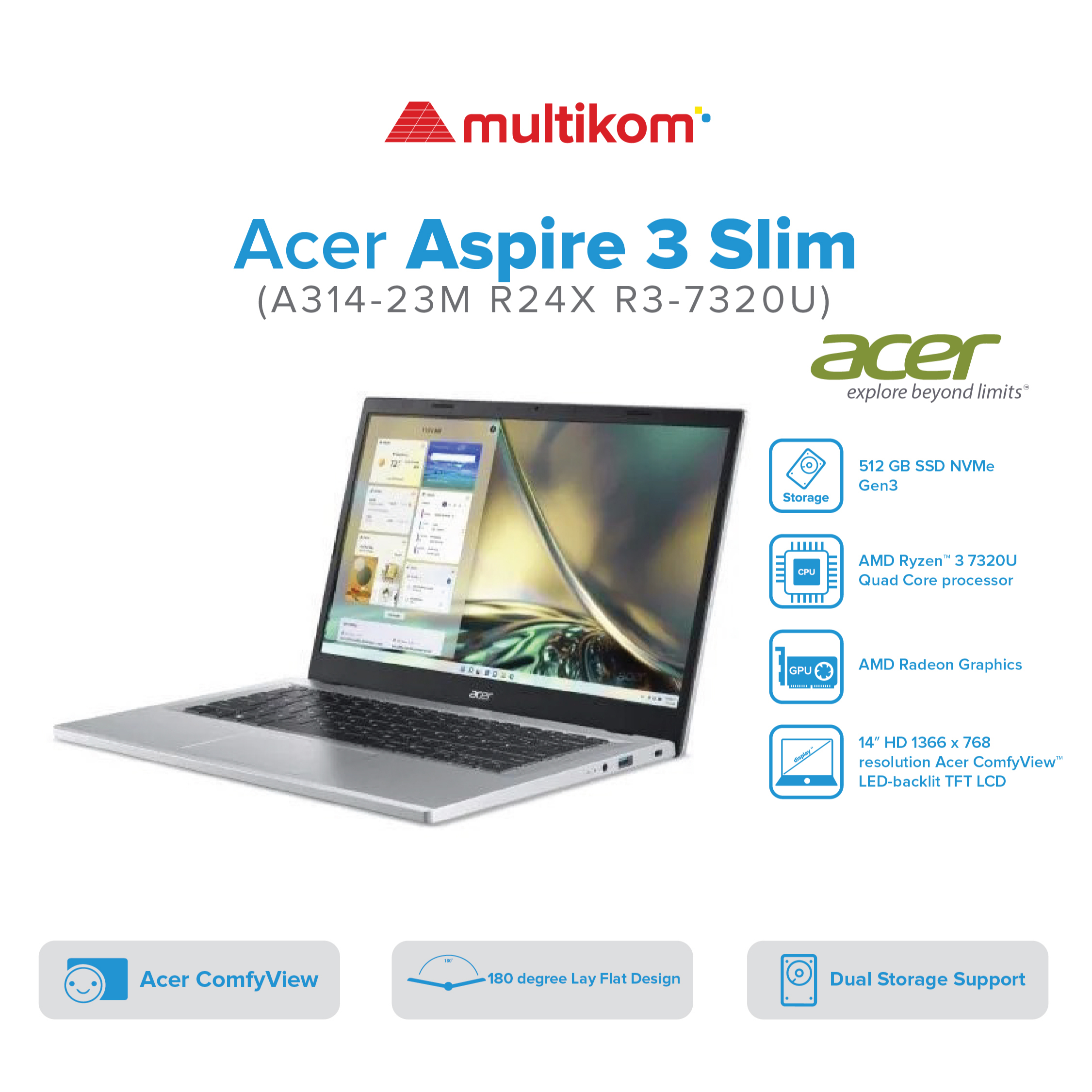 Jual Acer Aspire 3 Slim A314-23M R24X R3-7320U 8GB 512SSD W11 OHS ...