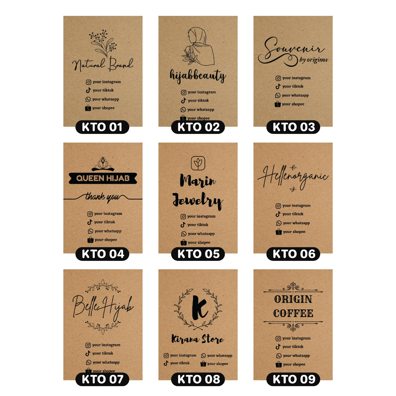 Jual HangTag Baju Custom Kraft Paper A3 Sisi | Free Design | Tag Label ...