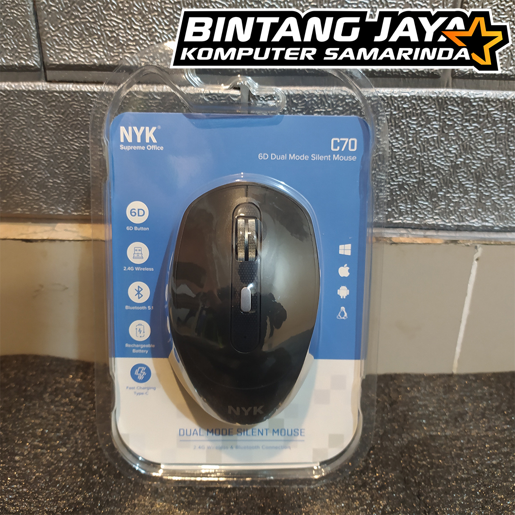 Jual Mouse Wireless Bluetooth Rechargeable Dual Mode Silent Click NYK ...