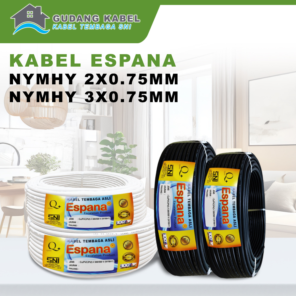 Jual Kabel NYMHY 2x0.75mm 3x0.75mm Espana Kabel Listrik NYMHY Tembaga Asli | Shopee Indonesia