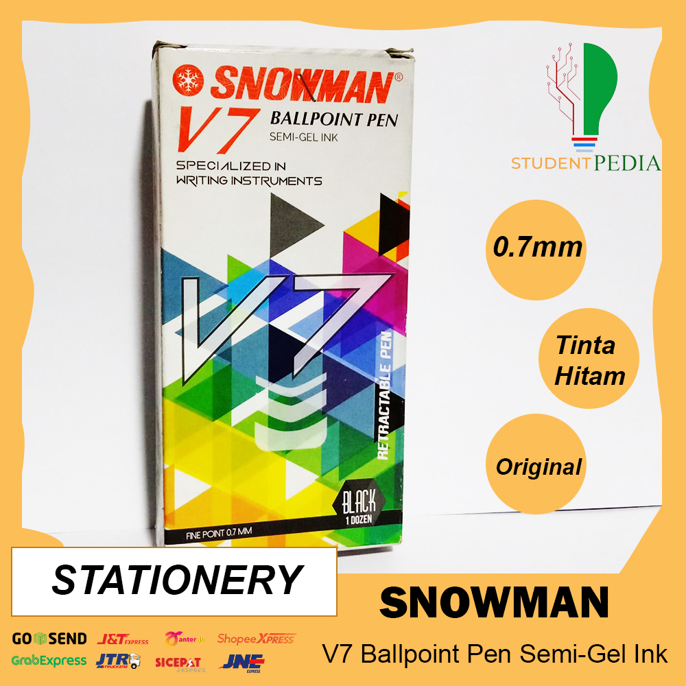 Jual Pulpen Snowman V7 / Ballpoint Pen Semi Gel-Ink (1 PACK) | Shopee ...