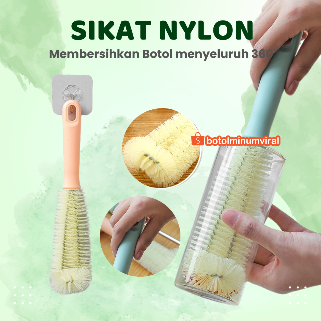 Jual Sikat Cuci Pembersih Botol Minum Gelas Termos Gagang Panjang Nylon ...