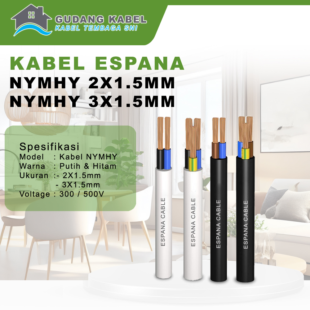 Jual Kabel NYMHY 2x1.5mm 3x1.5mm Espana 1M 3M 5M / Kabel Tembaga NYMHY | Shopee Indonesia