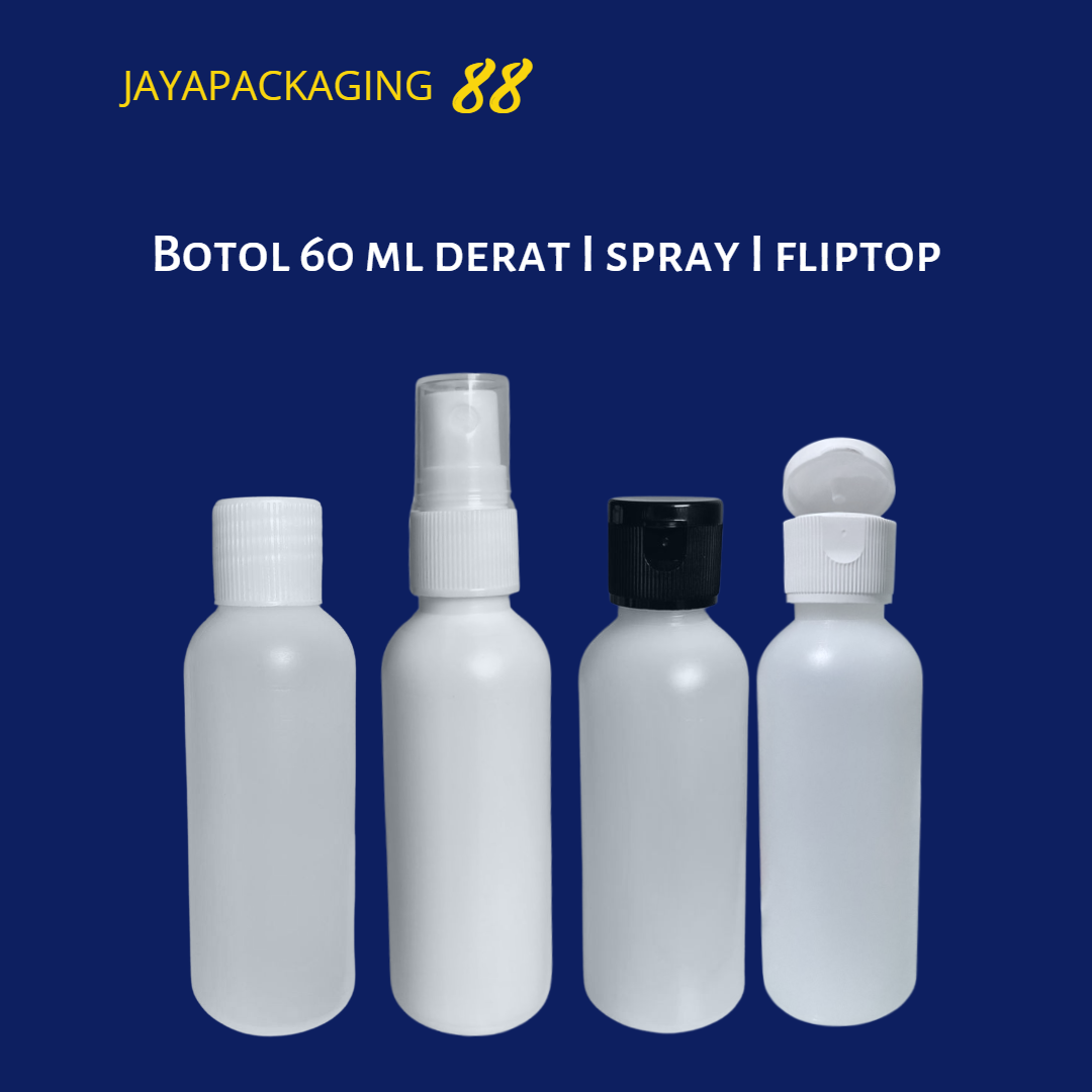 Jual JP88 BOTOL 60ML DERAT FLIPTOP GARIS SPRAY NECK 18 BOTOL SERBAGUNA ...