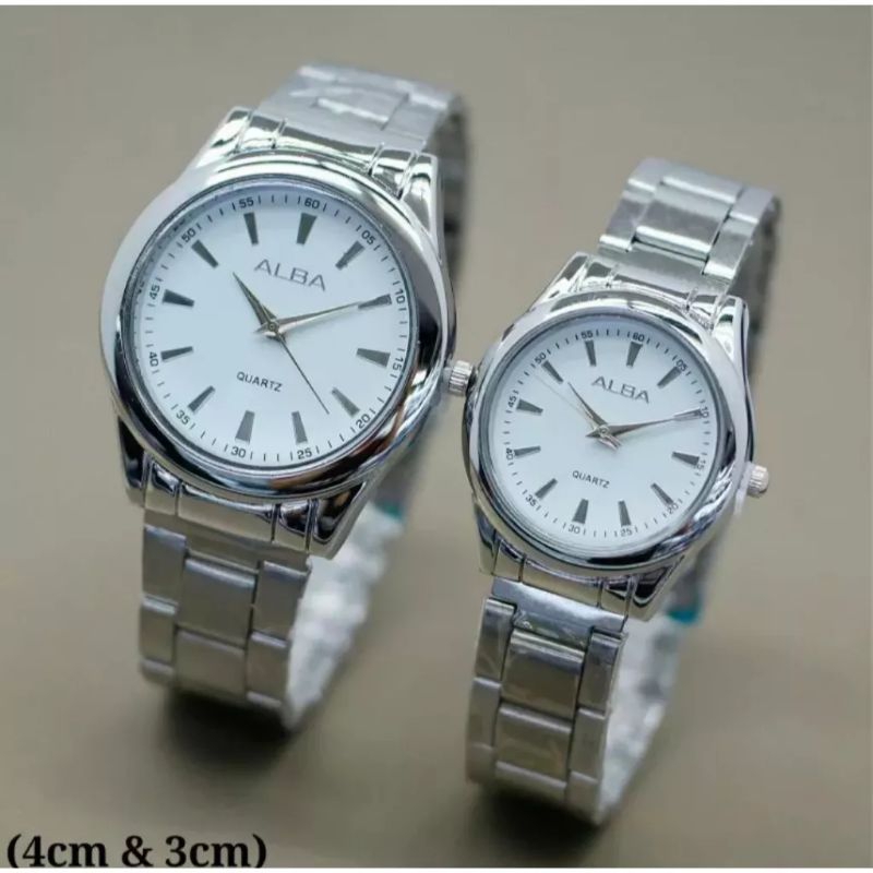 Jual (Cod)Jam Tangan Couple Alba Balok l Jarum Harga 1pcs Strap Stell/Rantai(Dikirim Jakarta ...