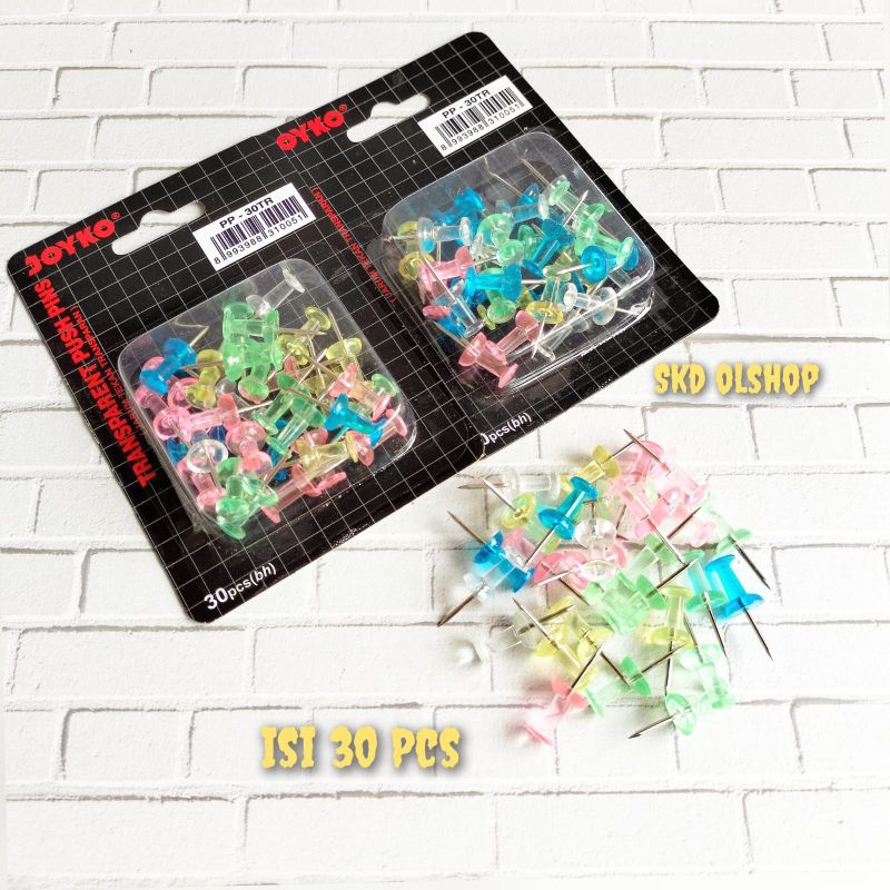 Jual PUSH PIN JARUM TEKAN PAKU JOYKO PP-30 TR (Isi 30 Pcs) | Shopee ...