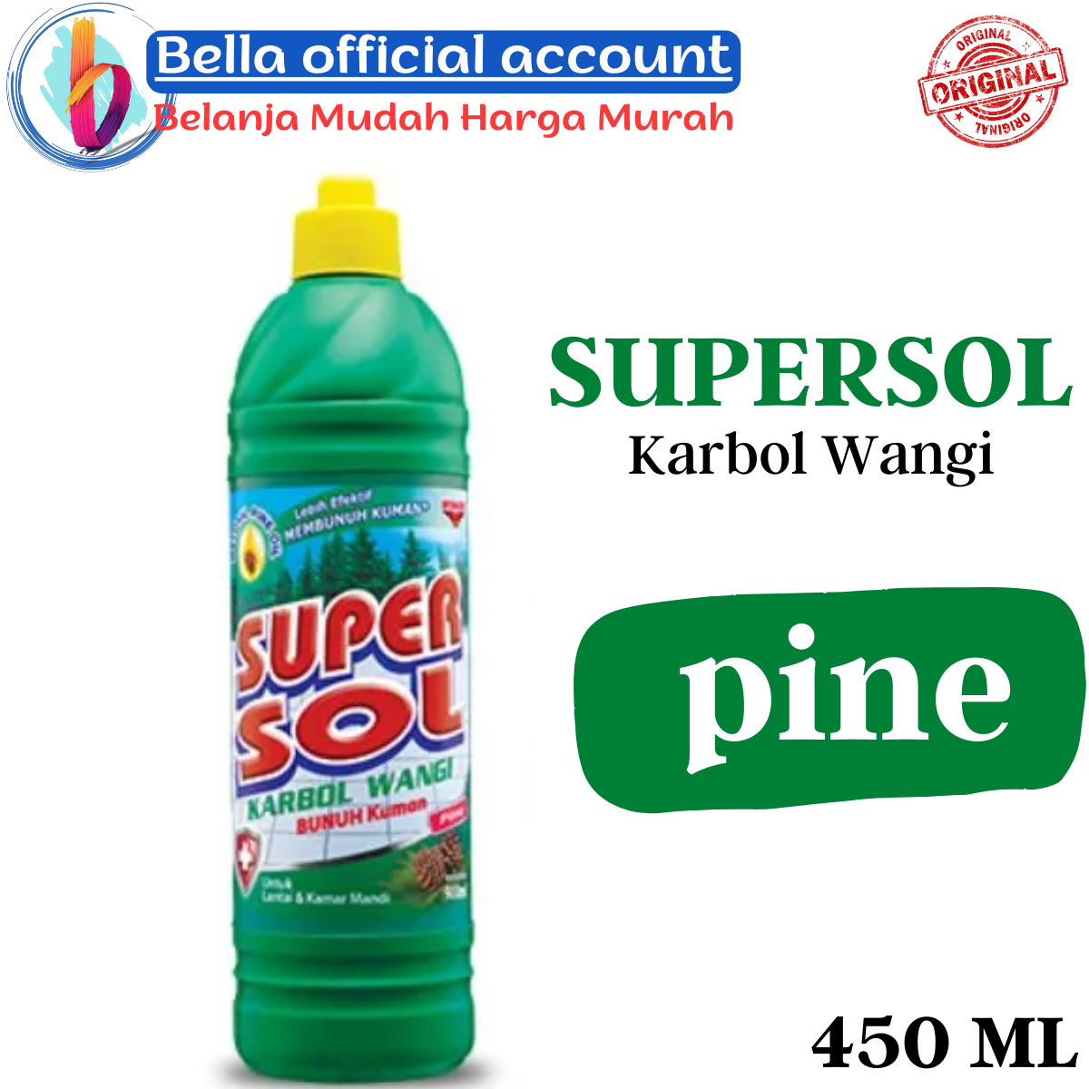 Jual Supersol Karbol Wangi Pine Cairan Pembersih Lantai 450 ml / Botol ...