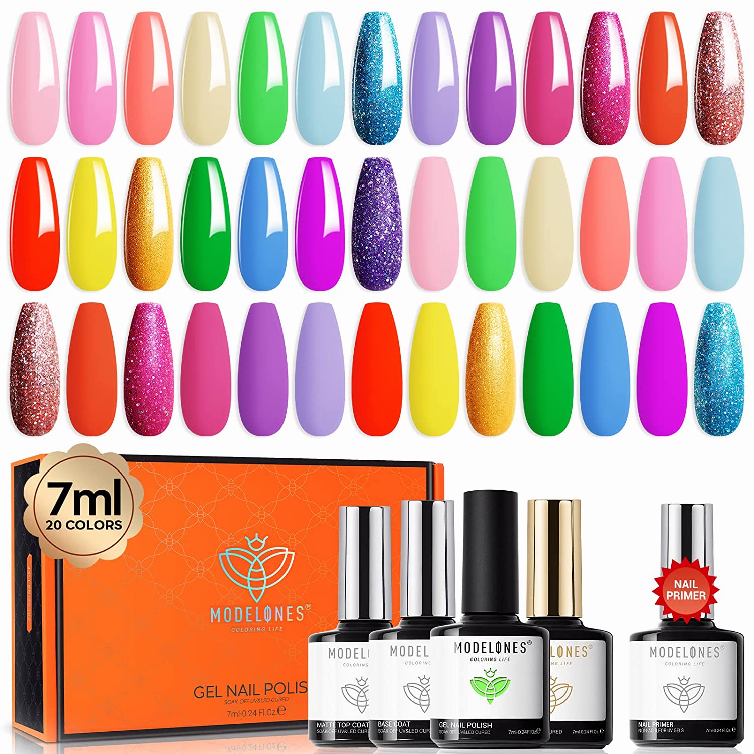 Jual Modelones Gel Nail Polish Kit 24Pcs Pastel Musim panas 20 Warna ...