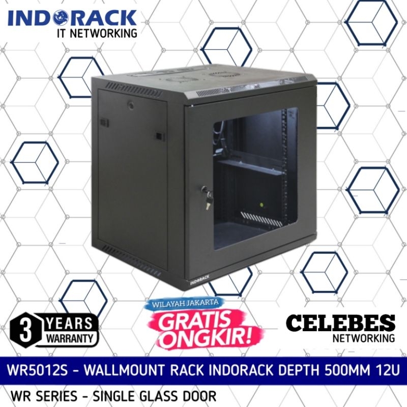 Jual WR5012S - Wallmount Rack INDORACK Single Door Rak Server 12U Depth ...