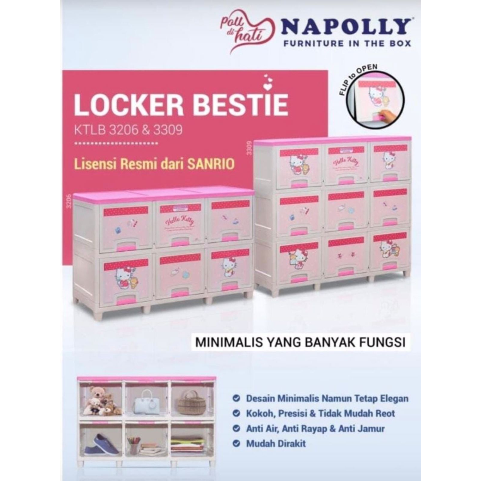 Jual Manado Napolly Lemari Plastik Lockerbox Bestie Hello Kitty | Shopee Indonesia