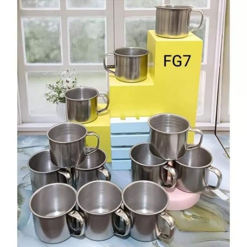 Jual Cangkir Stainless Ukuran 7 Cm Isi 12 Buah | Shopee Indonesia