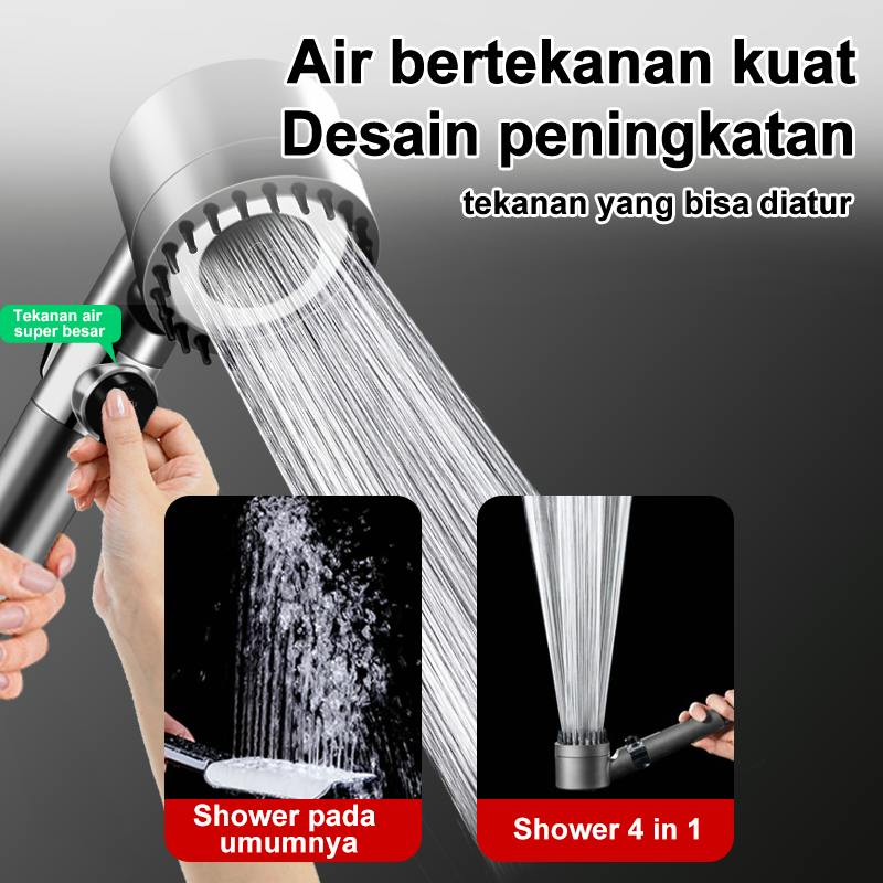 Jual UPHOME Kepala Shower Kamar Mandi Saringan Bawaan / 4-Mode Hand Shower Tekanan Tinggi Dapat ...