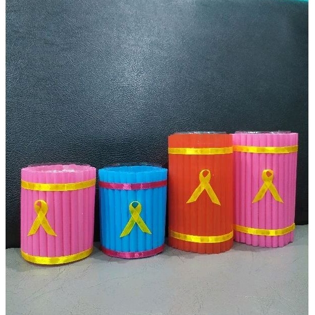 Jual prakarya tempat pensil dari botol bekas dan sedotan - pot bunga ...