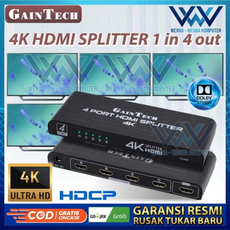 Jual GAINTECH HDMI Splitter 4 Port / 1 Input to 4 Output Support 4K ...