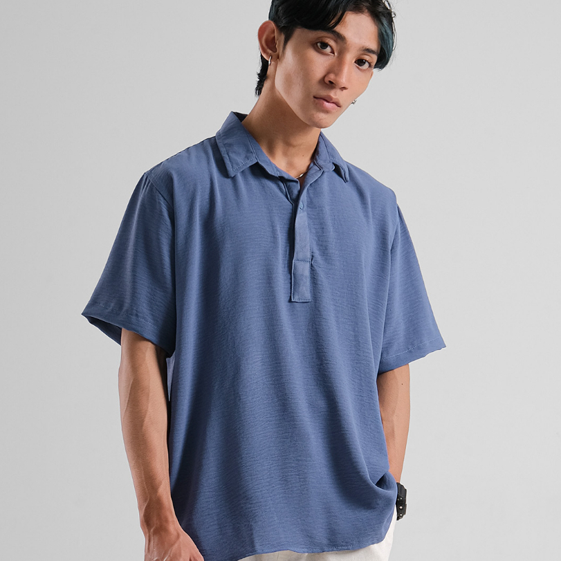 Jual Hamata Studios - BRAVE Crinkle Shirt Steal Blue | Shopee Indonesia