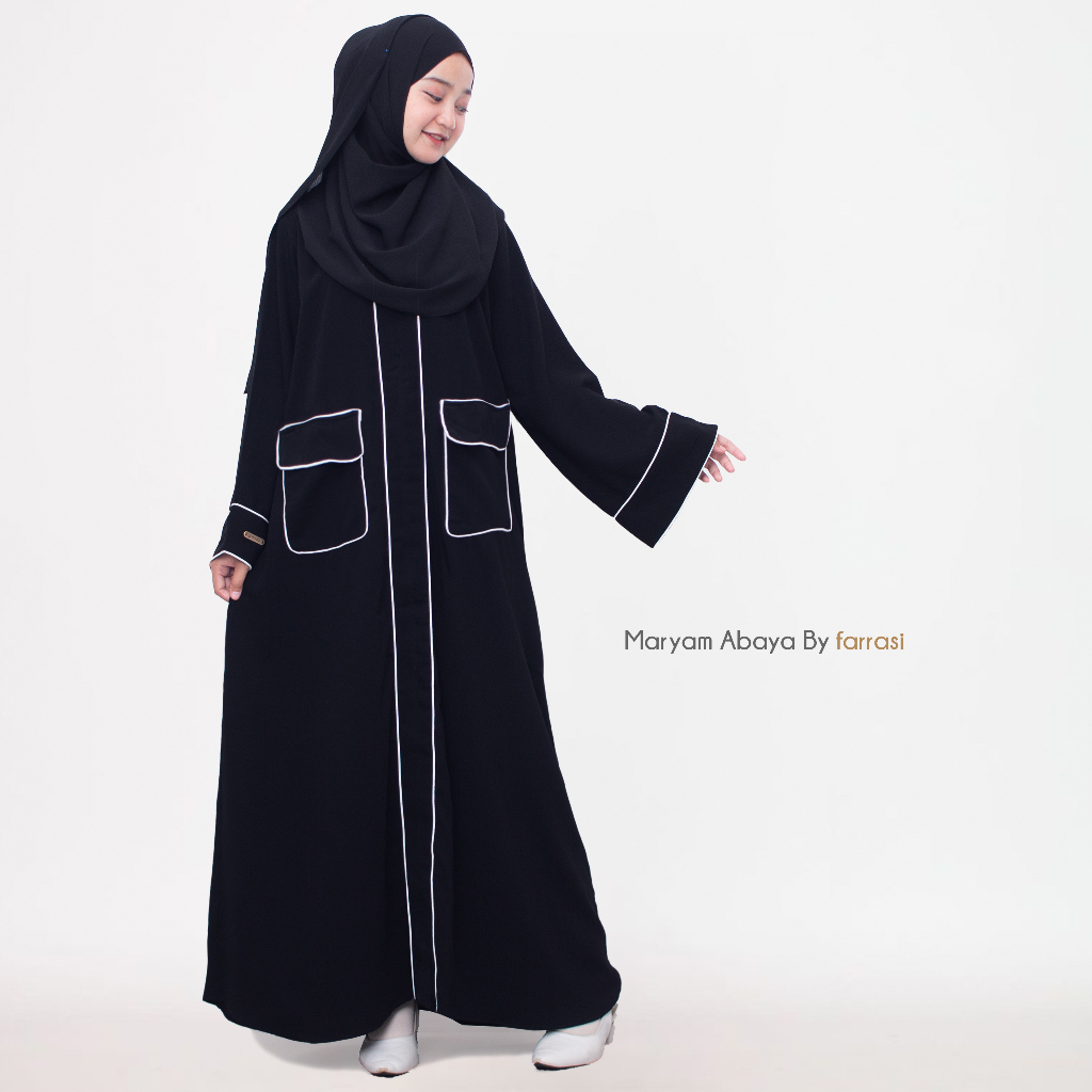 Jual Farrasi Abaya Maryam / ABAYA BASIC / ABAYA TURKEY / ABAYA HITAM | Shopee Indonesia