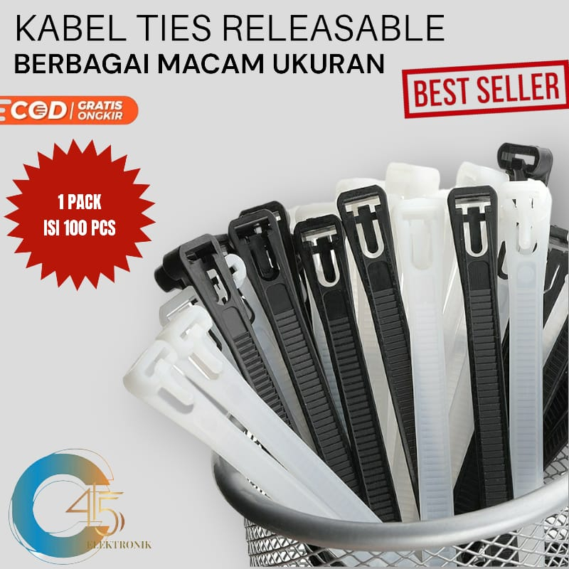 Jual Kabel Ties Buka Pasang Kabel Ties Releasable Cable Tie 7.2x300mm | Shopee Indonesia