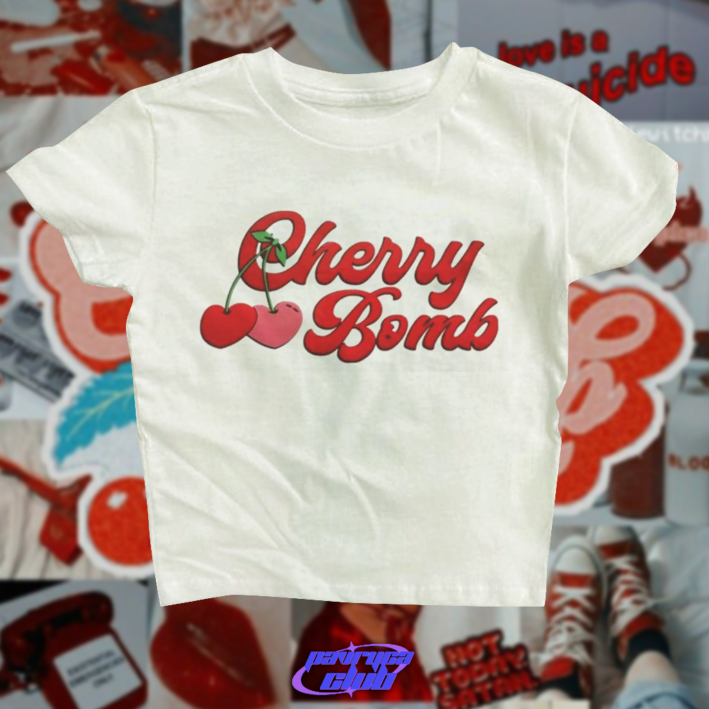 Jual baby tee cherry bomb y2k style vintage crop tee | Shopee Indonesia