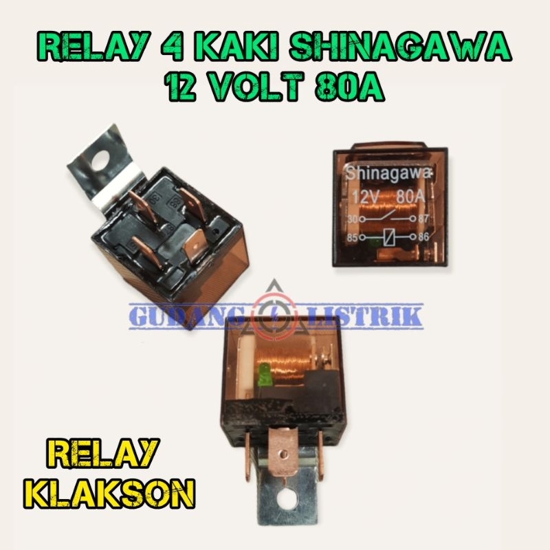 Jual 1 Biji Relay Klakson Lampu Motor SHINAGAWA 4 kaki DC 12 Volt 80A ...