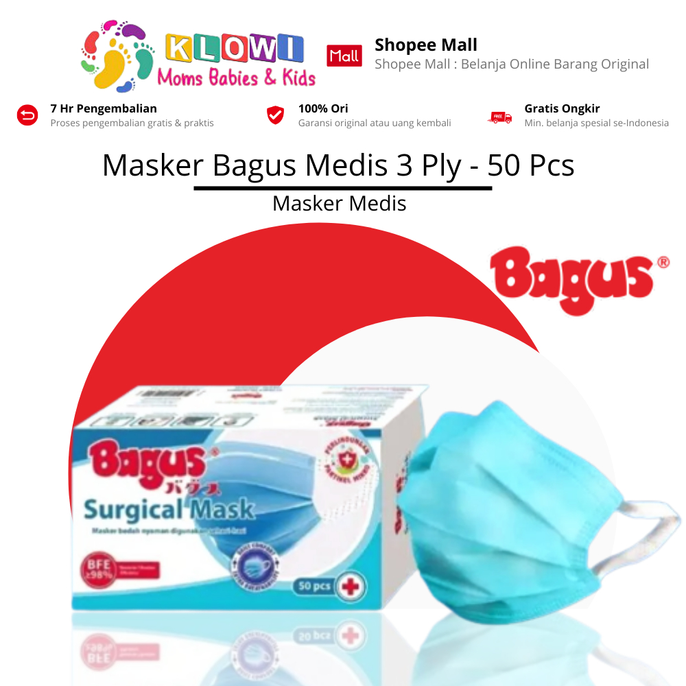 Jual Masker Bagus Medis 3 Ply - 1 Box Isi 50 Pcs | Shopee Indonesia