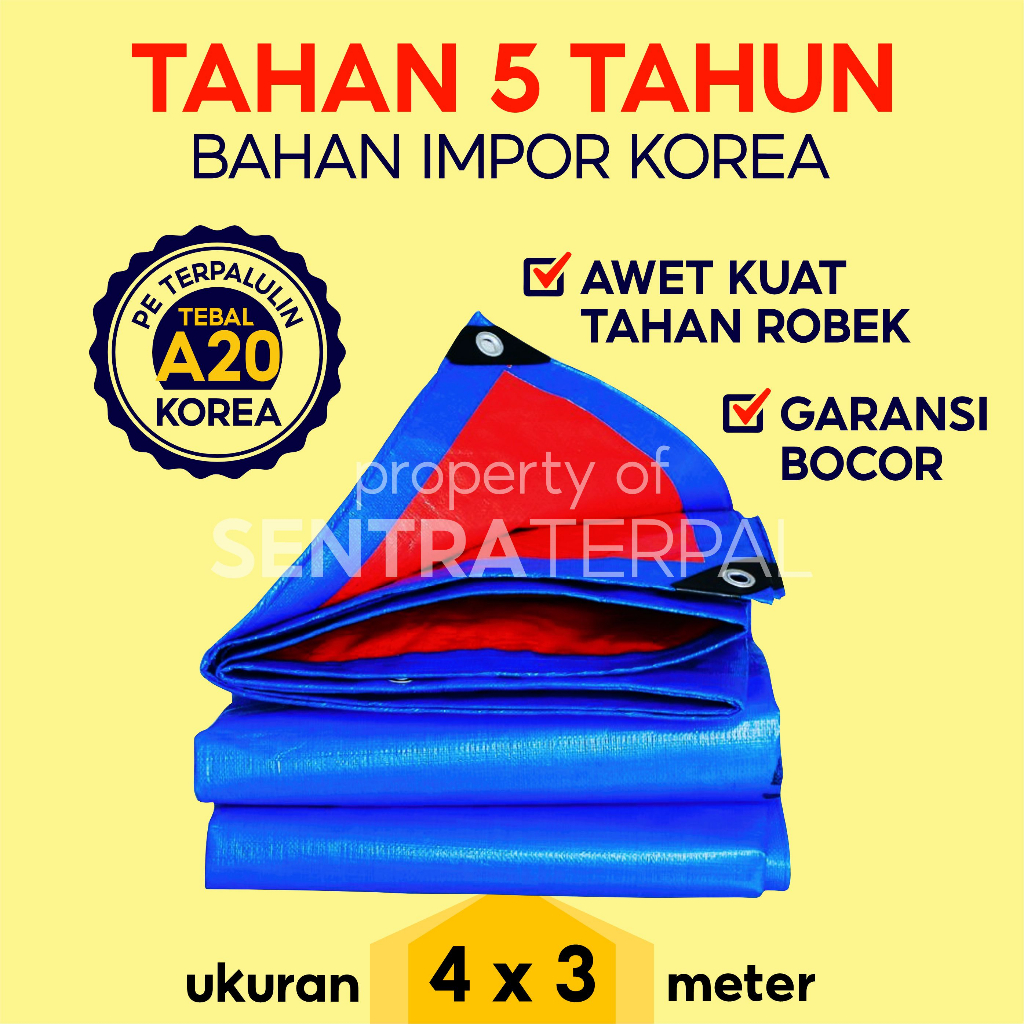 Jual Terpal Lembaran Ukuran A20 4X3 / 3x4 Terpal Tenda Terpal Alas ...