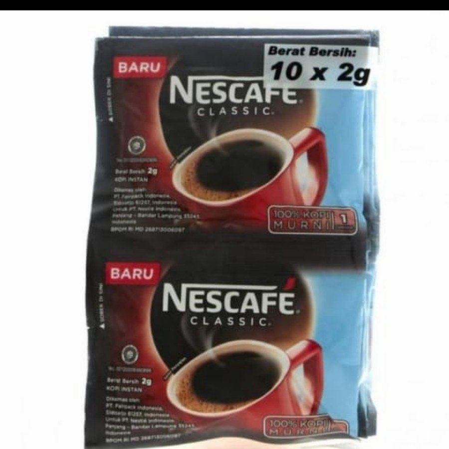 Jual kopi hitam nescafe classic 2 gram tanpa ampas ecer dan renteng isi ...